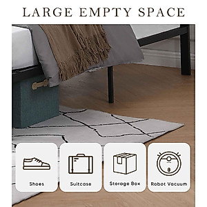 RIDFY Queen Bed Frame with Industrial Headboard and Footboard, Heavy Duty Platform Bed Frame with Under-Bed Storage, Mattress Foundation, Metal Slat Support, Noise-Free, No Box Spring Needed