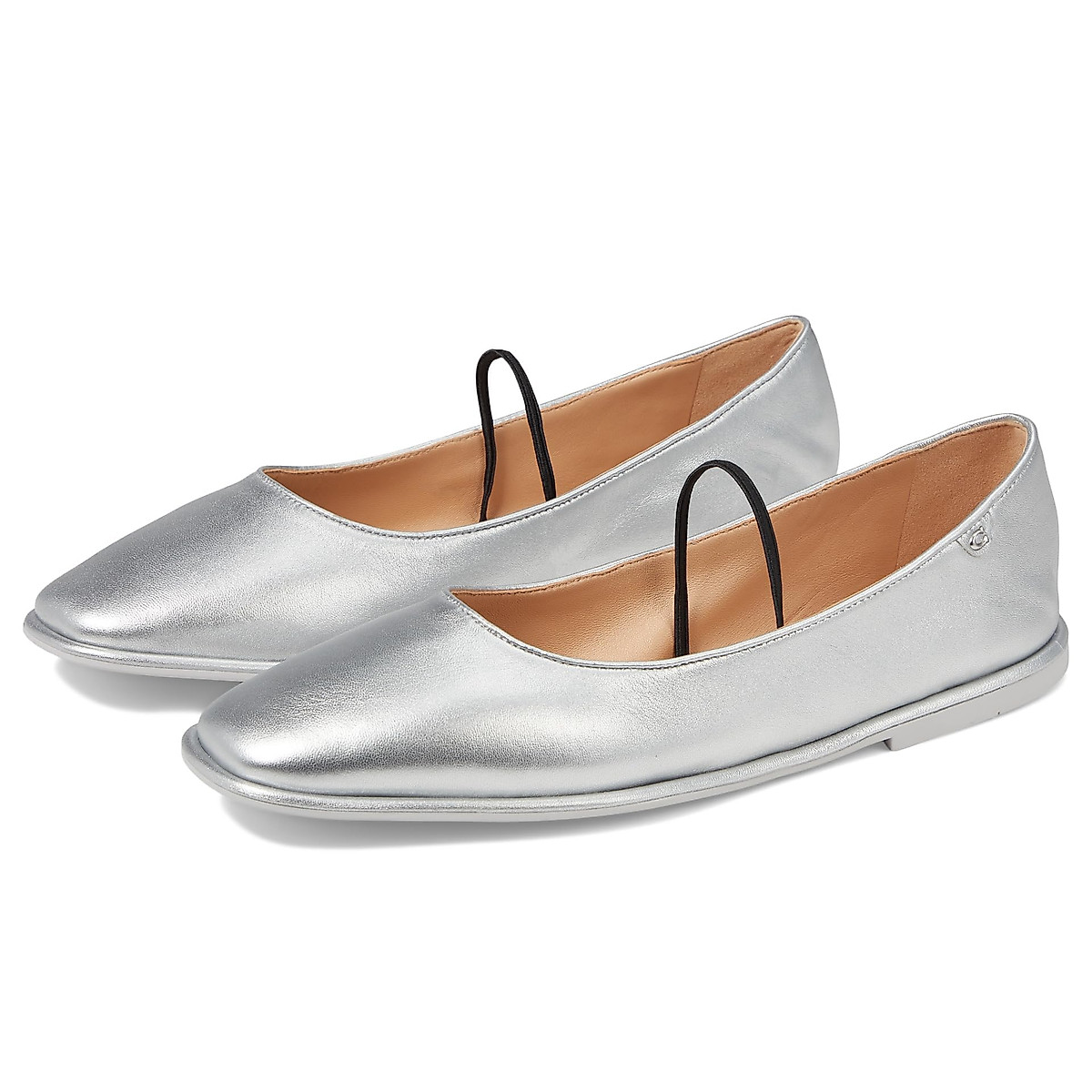 Coach Women's Emilia Mary Jane Flat, Silver, 8.5