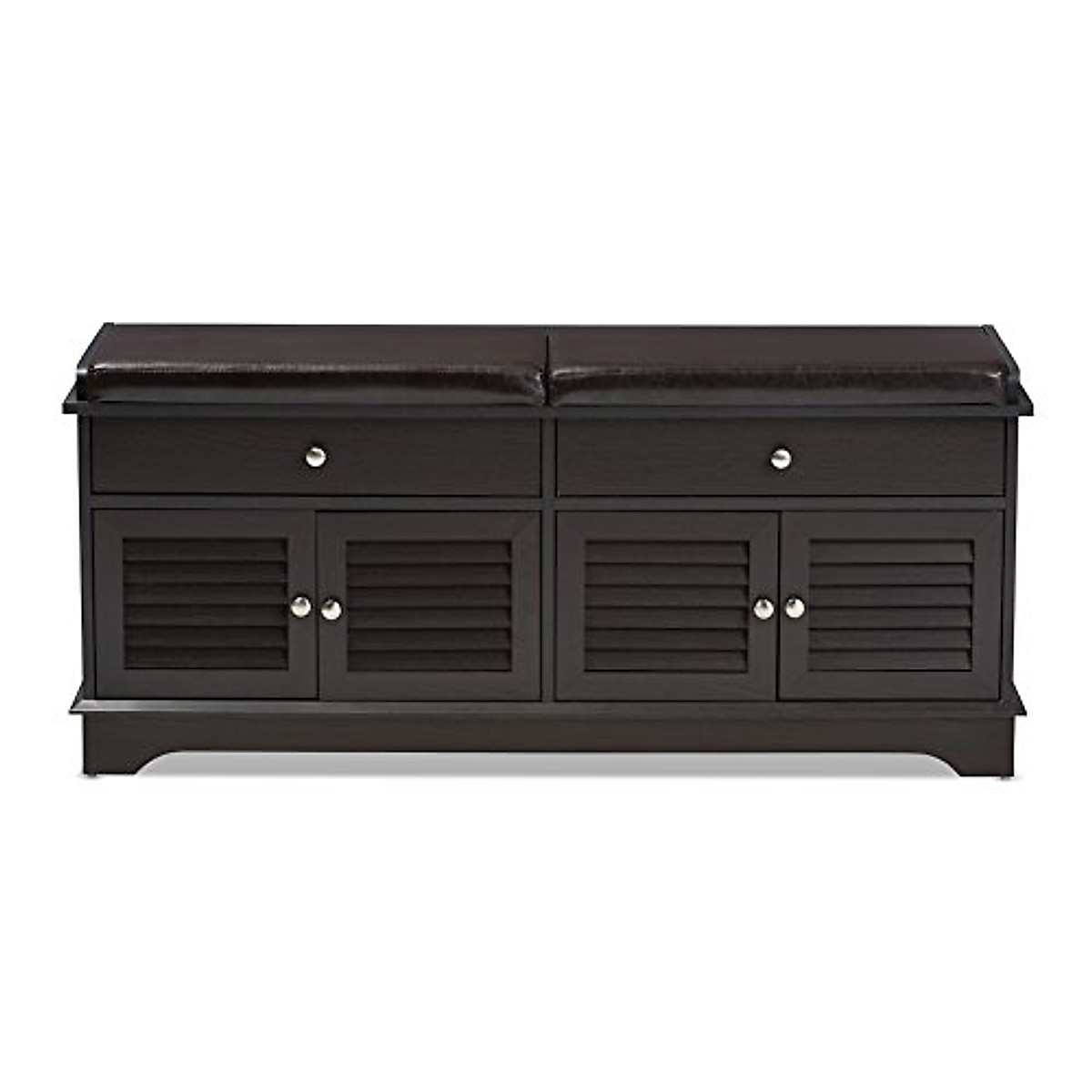 Baxton Studio Laertes Modern and Contemporary Dark Brown Wood 2-Drawer Shoe Storage Bench