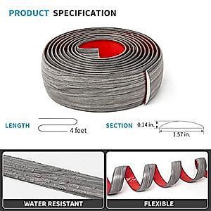 Art3d Self Adhesive Vinyl Floor Transition Strip, Laminate Floor Strip Floor Flat Divider Strip for Joining Floor Gaps,Carpet Threshold Transition,Floor Tiles（4 FT, 1.57in, Gray）