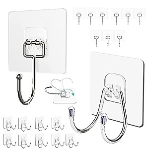VIANBYE 20 Pcs Large Wall Hooks - for Hanging 25 lbs (max) Heavy Duty Wall Hooks, Coat and Towel Sticky Hooks Water and Oil Resistant Removable Wall Hooks for Bathroom, Kitchen and Home