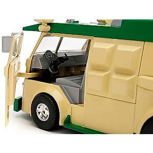 Party Wagon Green and Beige and Donatello Diecast Figure TMNT Hollywood Rides Series Diecast Model by Jada 34529