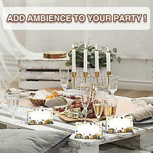 Construction Table Place Cards - 25PCS Tent Cards - Dump Truck Themed Food Lables - Name Place Cards for Table Setting - Name Cards for Birthday Party Baby Shower - Scored for Easy Folding -01
