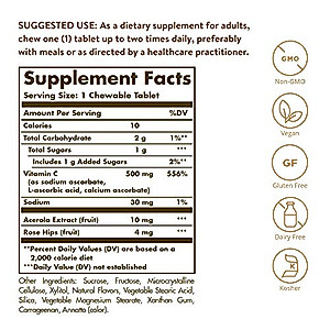 Solgar Vitamin C 500 mg Chewable Tablets, Orange Flavor - 90 Count - Antioxidant & Immune Support - Supports Healthy Skin & Joints - Non GMO, Vegan, Gluten Free, Kosher - 90 Servings