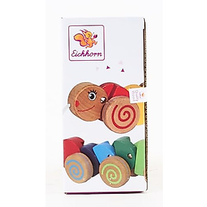 Eichhorn 100003447 Nachziehtier-100003446 Pull-Along Caterpillar with Movement, 32 cm Long, Beech Wood, Colourful