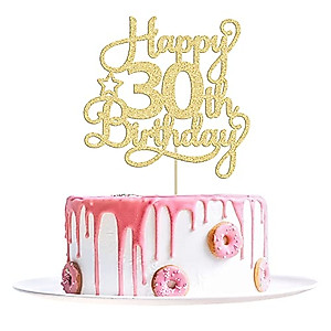 1 Pack Happy 30th Birthday Cake Topper Gold Glitter 30 & Fabulous Cheers to 30 Years Old 30th Birthday Cake Pick for Celebrating 30th Birthday Anniversary Party Cake Decorations Supplies