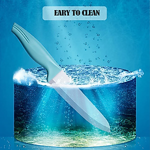 Zhiyun 3-Pieces Blue Ceramic Knife Set, 5-Inch Vegetable Knife 4-Inch Fruit Knife 3-Inch Peeling Knife,Suitable for Beef Chicken Vegetable Fruit Butter and Bread (Blue)