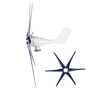 800W Windmill Turbines Generator Small 6 Blade Wind Industrial Machinery Equipment for Marine Home Charging (Blue 24V)