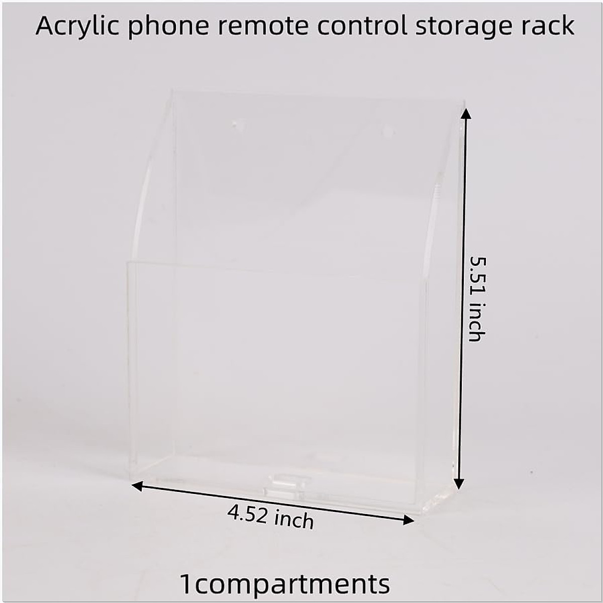 WEIHAOSKY Remote Control Holder, Clear Tv Remote Holder Wall Mount with Bottom Charging Hole, Phone Upright Charging Acrylic Wall Organizer, Wall Phone Holder Storage Box (1 compartment)