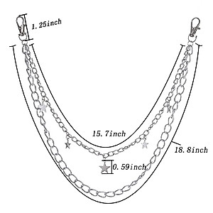 Tgirls Hip Hop Pants Chain Goth Jean Chains Star Punk Pocket Chain for Women Layered Acrylic Keychains Cute Trouser Chain Rock Wallet Chain for Men Waist Body Accessories for Girls (2 Star-2)