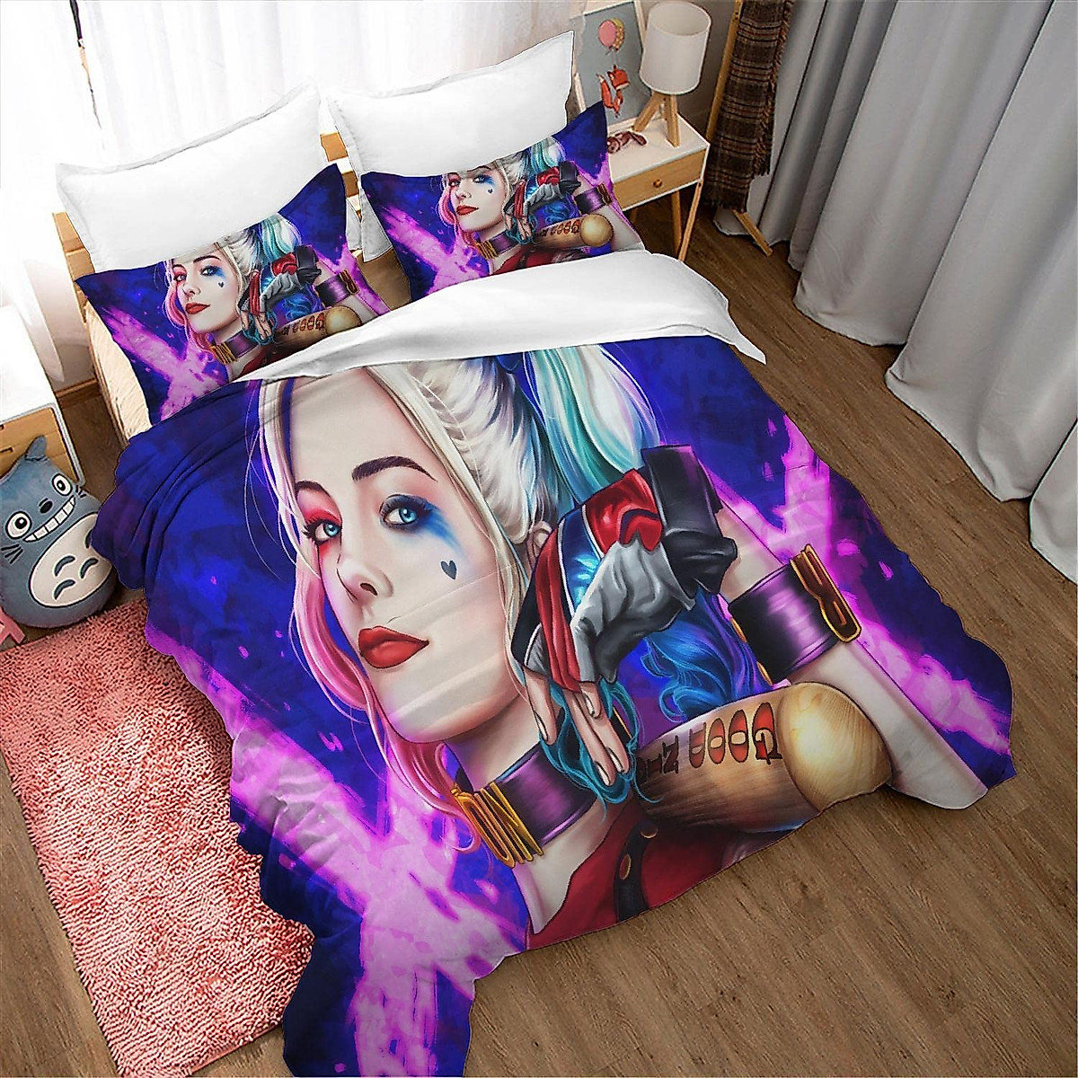 MARRKT Joker Girl Quinn Movie Duvet Cover Set, 100% Microfiber Bedding Sets, 3 Pieces Ultra Soft Skin-Friendly Comforter Cover Set (1 DuvetCover+2 Pillowcase) (09,Twin 68×86inch)