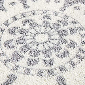 HEBE 4 Ft Round Area Rug Soft Chic Bohemian Mandala Rugs Machine Washable Non Slip Indoor Sofa Floor Area Mat Carpet for Living Room Sofa Bedroom Nursery Decor, Grey