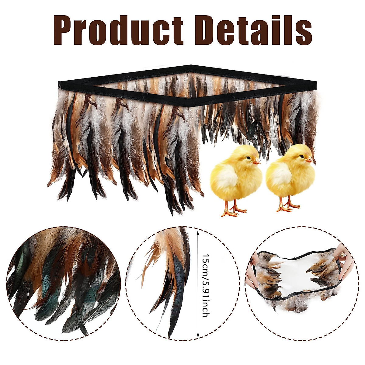 4 Pieces Comfort Feathers Feather Skirt Baby Chicken Supplies for Chick Brooder Heating Plate Chicken Coop Warmer Pad Poultry Incubator Heater Plate (12 x 12 Inch)