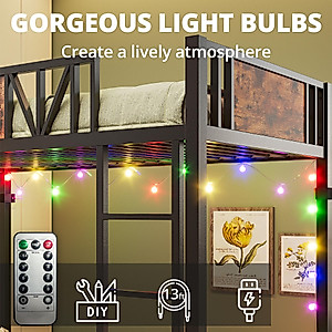 ANCTOR Bunk Bed with Power Outlet and Drawers, Metal Twin Bed Frames with Ladder and LED Lighted, Space-Saving, Noise Free