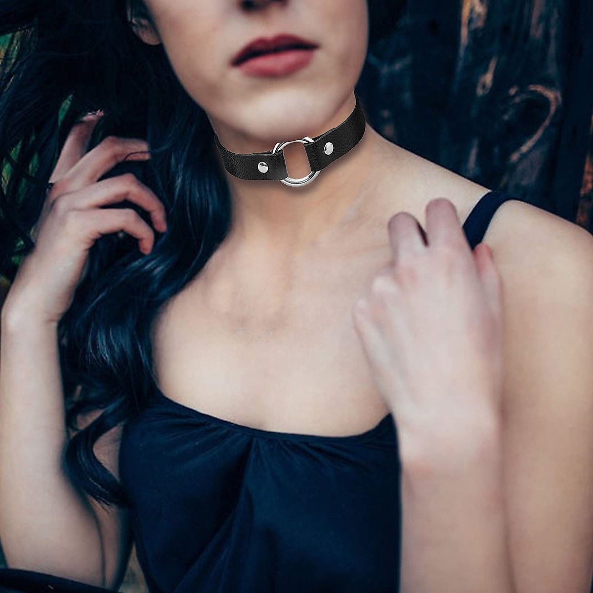 MJartoria Gothic Jewelry-Goth PU Leather Choker Necklaces for Women-Heart Punk Rock Adjustable Black Collar Choker Necklaces Birthday Gifts