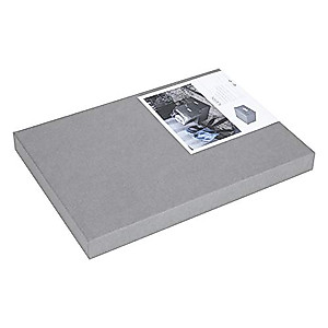 Bigso Karin Collapsible Storage Box | Photo Storage Box with Labelframe for Easy Identification | Simple Assembly without Tools | Decorative Storage Boxes with Lids | 8.9? x 12.4? x 5.4? | Gray