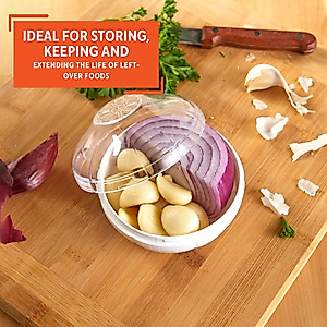 IMUSA USA IMU-71206 Onion & Garlic Saver/Container with Clear Cover, 4", White