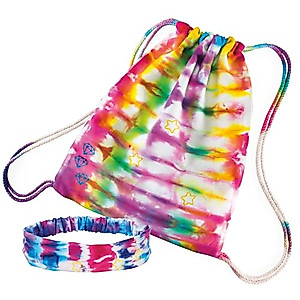 Cra-Z-Art Shimmer ‘n Sparkle Tie Dye Fashion Tote and Headband Craft Kit,Blue/Pink, Small