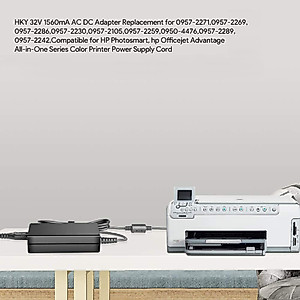 HKY 32V AC Adapter compatible with HP Photosmart/DeskJet/OfficeJet 1315 2620 2645 3055 3515 4500 5500 6000 6200 6500 6500A 7500A C5180 C7280 J4660 HP Printer Power Cord 0957-2271,0957-2269,0957-2286
