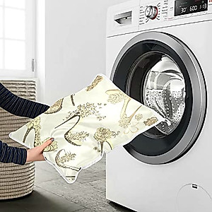 Oyihfvs Vintage Women Shoes High Heels Set of 2 Mesh Laundry Bags, Mesh Storage Bag, Mesh Wash Bag, Travel Laundry Bag with Zipper Hanging Loop for Wash Bra Underwear