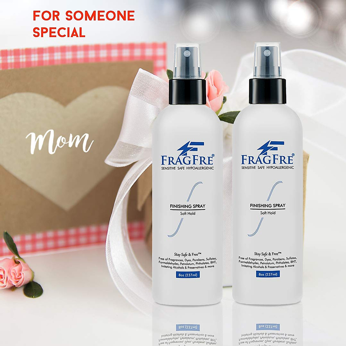 FRAGFRE Hair Finishing Spray 8 oz - Flexible Soft Hold - Hair Spray for Sensitive Skin - Fragrance Free Hypoallergenic Parabens Free - Non Irritating Quick Dry Denatured Alcohol - Gluten Free Vegan