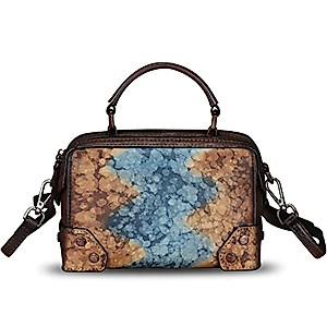 Genuine Leather Satchel for Women Purse Vintage Handmade Top Handle Handbag Retro Designer Crossbody Bag Purse (Multicolor3)