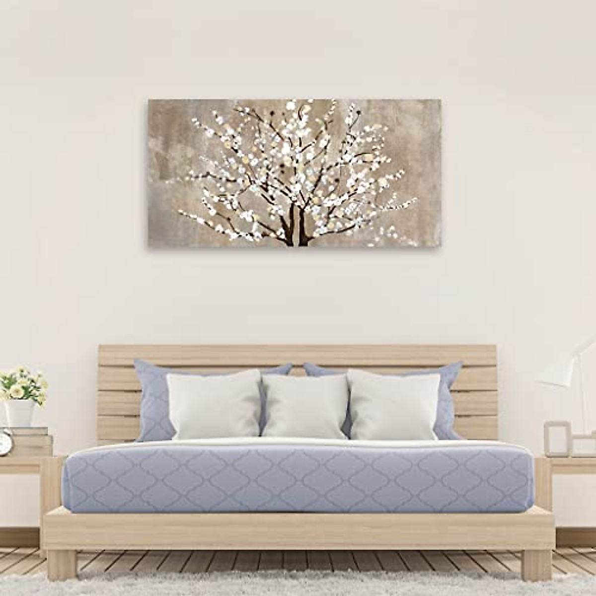 Flower Canvas Wall Art for Living Room Plum Blossom Canvas Wall Pictures for Bedroom Wall Decor Abstract Elegant Floral Canvas Prints Artwork Home Wall Decorations Framed Ready to Hang 20" x 40"