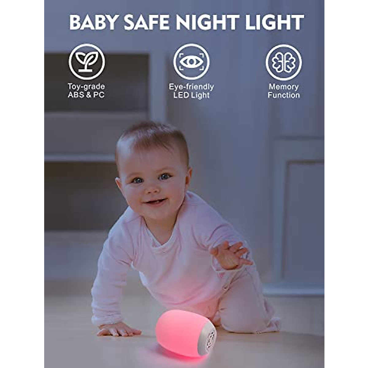 AMEXI Touch Lamp, Night Light Portable Table Sensor Control Bedside Lamps with Quick USB Charging Port, 3 Level Dimmable Warm White Light & 13 Color Changing RGB (Color-3)