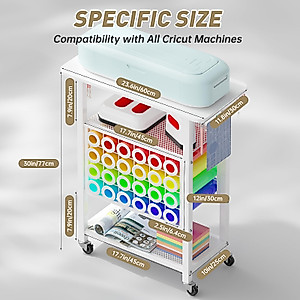 Organizers and Storage for Cricut Machines, Rolling Storage Cart/Shelf with 24 Vinyl Roll Holders, Cutting Machine Stand Workstation Cabinet Desk Stand for Cricut Craft Room Organization