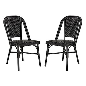 Safavieh PAT4013A-SET2 Outdoor Collection Daria Black Stacking Side Chair