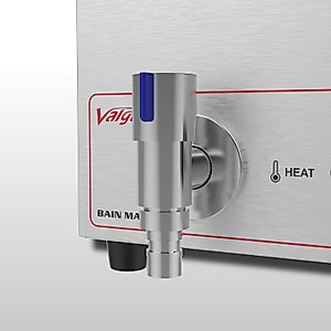 Valgus Commercial Stainless Steel Food Warmer 3 Sections 17 Qt Capacity Bain Marie, Electric Countertop Steamer with Lid and Water Tap for Home, Party, Catering, Restaurants