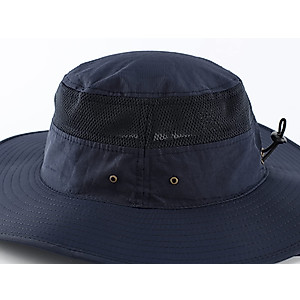 Home Prefer Mens Sun Hat Wide Brim Bucket Hat UPF 50+ Sun Protection Hat for Outdoor Fishing Hunting Camping Beach Safari Hat Navy Blue