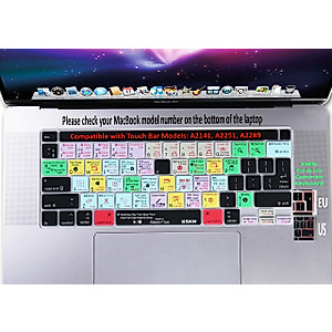 XSKN Ableton Live English Silicone Shortcuts Keyboard Cover Skin for 2019 New MacBook Pro 16 inch A2141 and 2020 New MacBook Pro 13.3 inch A2338 M1/A2251/A2289 with Touch Bar & Touch ID US Version