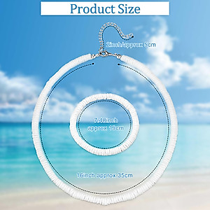 FASACCO Puka Shell Necklace Bracelets for Men Shell Necklace White Puka Shell Necklace Shell Bracelets Surfer Necklace with Extender Chain 16inch