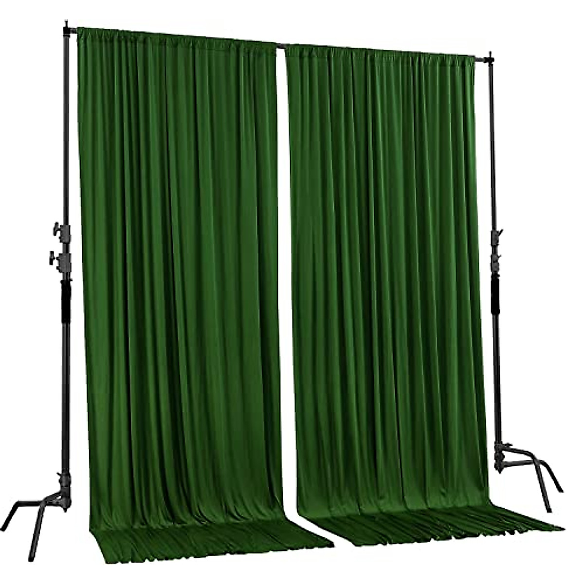 AK TRADING CO. 10 feet x 10 feet Valley Green Polyester Backdrop Drapes Curtains Panels with Rod Pockets - Wedding Ceremony Party Home Window Decorations