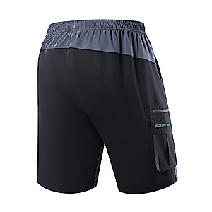 EZRUN Men's 3D Padded Mountain Bike Shorts Lightweight MTB Cycling Shorts (A-Black,L)