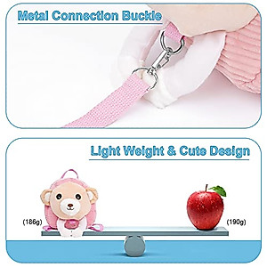 Baby Safety Backpack with Anti-Lost Leash,PHEENOWL Toddler Harness Mini Cute 3D Cartoon Animal Travel Bag with Safety Tether,Kids Backpacks with Safety Harness Reins for Child Boys Girls (Pink Bear)