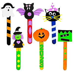 4E's Novelty Halloween Bookmark Craft for Kids 2024-12 Pack Bulk Kids Halloween Crafts Ages 4-8, 8-12 Halloween Activities for Kids Classroom Halloween Bookmarks, DIY Foam Halloween Craft Kit