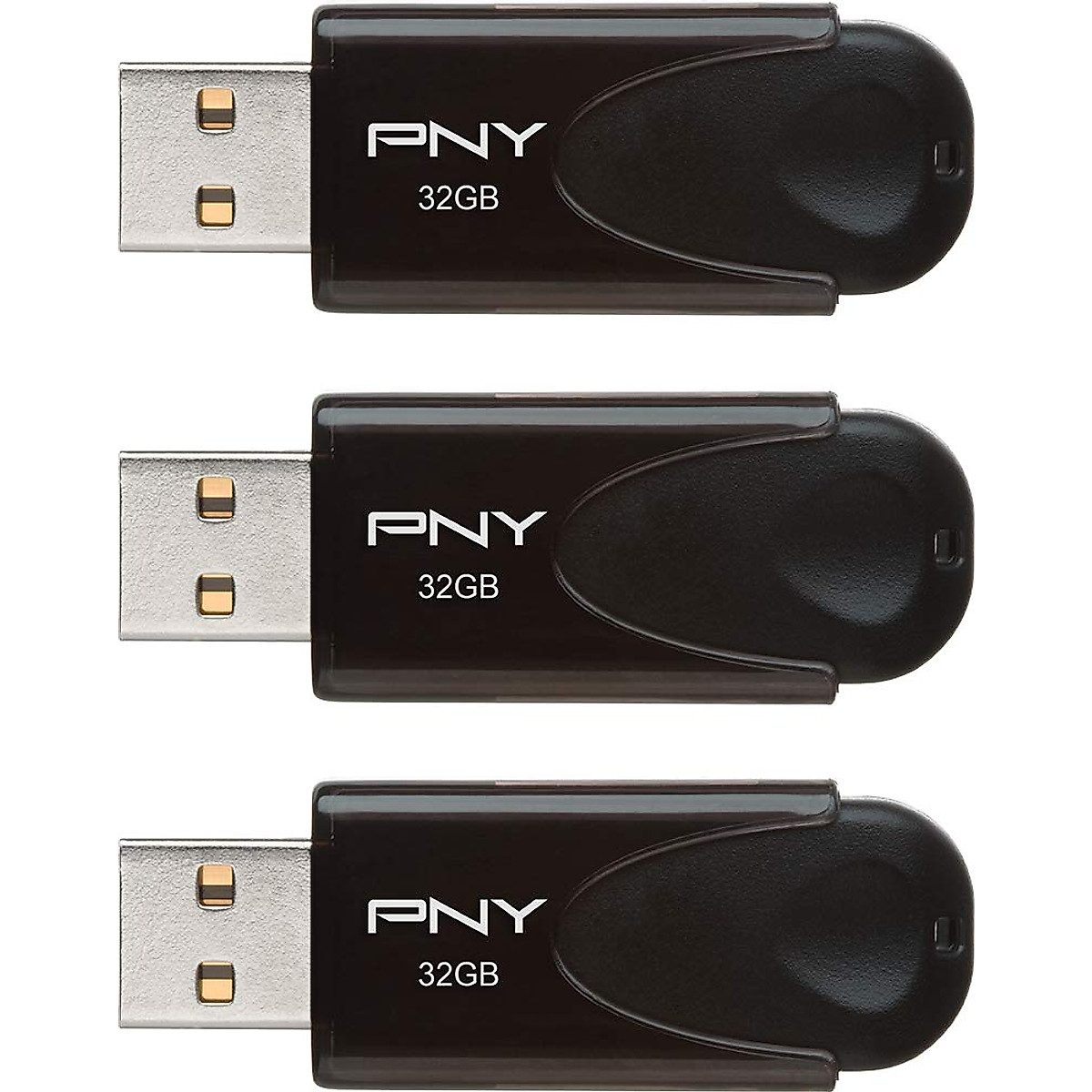 PNY 32GB Attaché 4 USB 2.0 Flash Drive 3-Pack, black