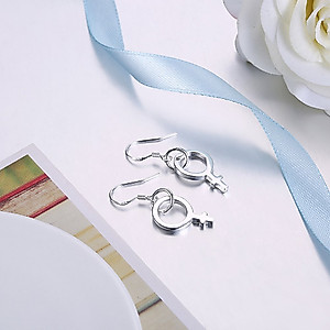 Feminist Silver Earrings for Women Fashion Female Symbol Creative Dangle Hypoallergenic Earrings for Girls