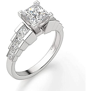 VINSON Cinderella Staircase Princess Cut 3 Ct VVS1 Clarity Colorless Moissanite Diamond 925 Sterling Silver Promise Engagement Wedding Ring for Women (6)