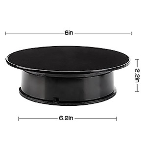 Leadleds 8" Black Velvet Top Motorized Rotating Display Turntable Ideal for Jewelry Hobby Collectible Product
