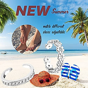 ADRAMATA 4 Pcs 925 Sterling Silver Toe Rings for Women Open Adjustable Band Rings Jewelry Set