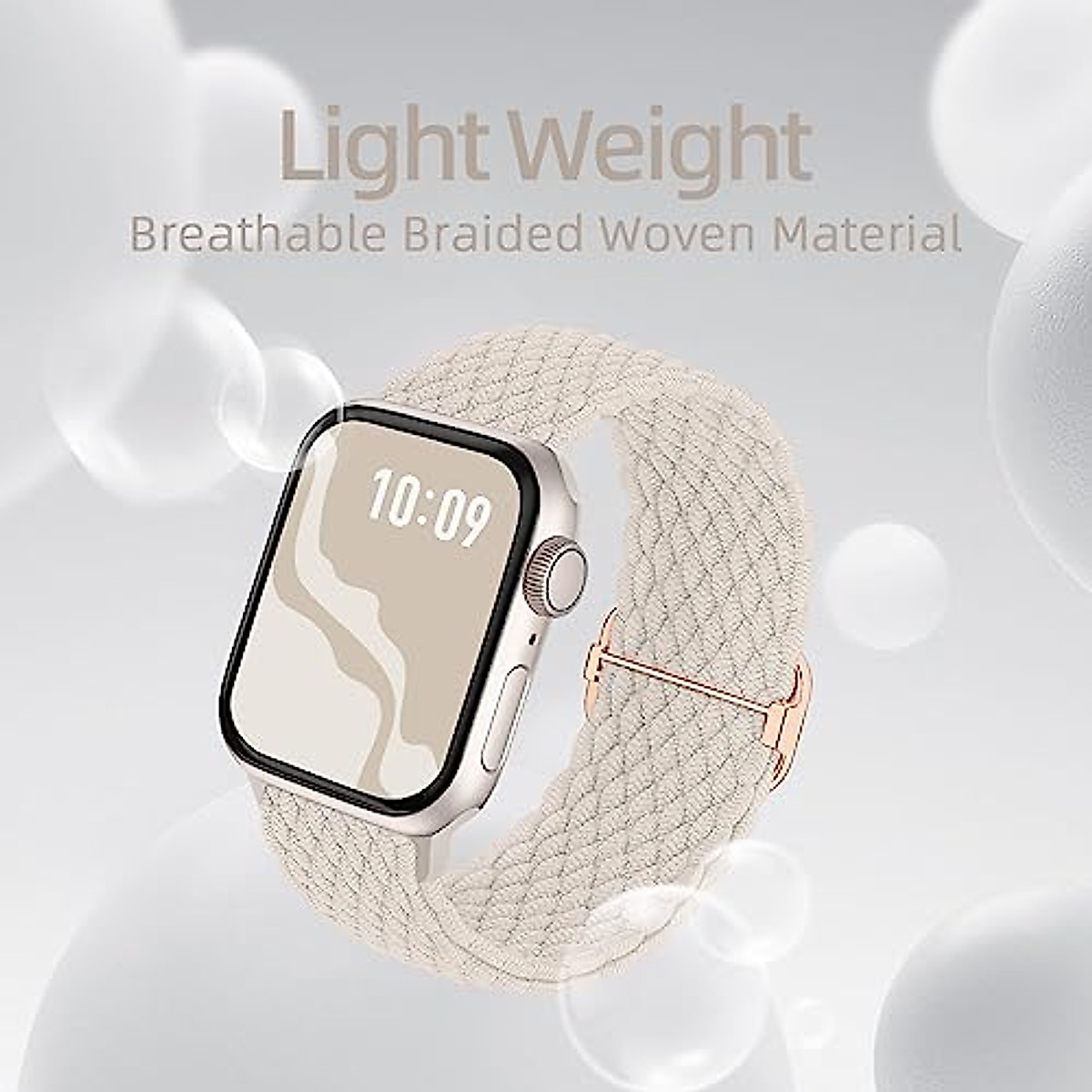 Braided Solo Loop Compatible with Apple Watch Band 38mm 40mm 41mm 42mm 44mm 45mm 49mm for Women Men, Nylon Elastic Straps Wristbands for iWatch Series Ultra SE 8 7 6 5 4 3 2 1