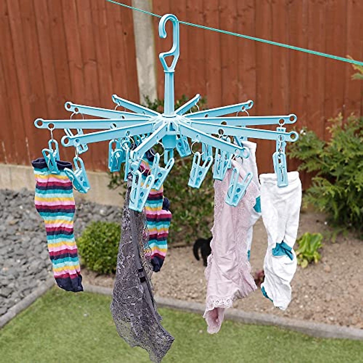 HANGERWORLD 20 Clip Hanging Laundry Drying Rack for Socks, Underwear and Baby Clothes