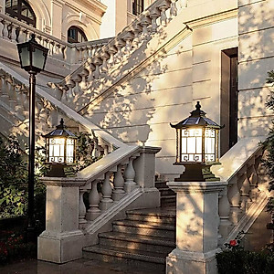 Post Lights Outdoor Solar Pillar Light Villa Garden Wall Landscape Light IP55 Outdoor Waterproof Pillar Light Home Gate Door Post Light LED Dimmable Night (B) ()