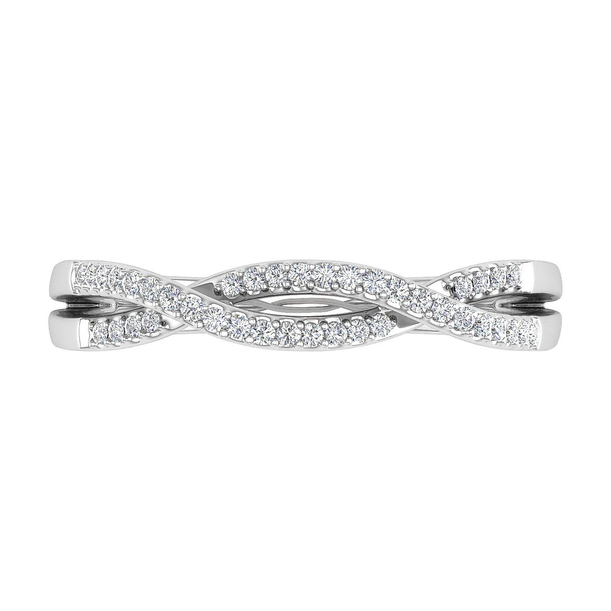 10K White Gold Diamond Twisted Wedding Band Ring (0.13 Carat) (Ring Size 6) (I1-I2 Clarity)