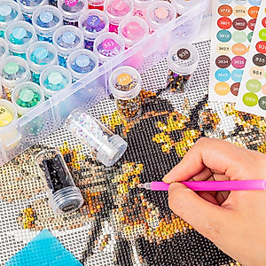 KQYSLXG Diamond Painting Storage Containers Set, 60 Grids Bead Organizer & Round Painting Labels and 12 Pcs Dispense, Diamond Painting Accessories Kits for DIY Diamond Art Craft Jewelry Bead Storage