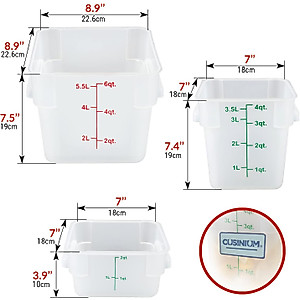 CUSINIUM 2qt + 4qt + 6qt Square Translucent Container Set