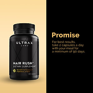 Ultrax Labs Hair Growth Supplements with Solubilized Keratin for Visibly Thicker and Stronger Hair, 23 Hair Vitamins, Science Backed Hair Growth Product - 1 Month Supply